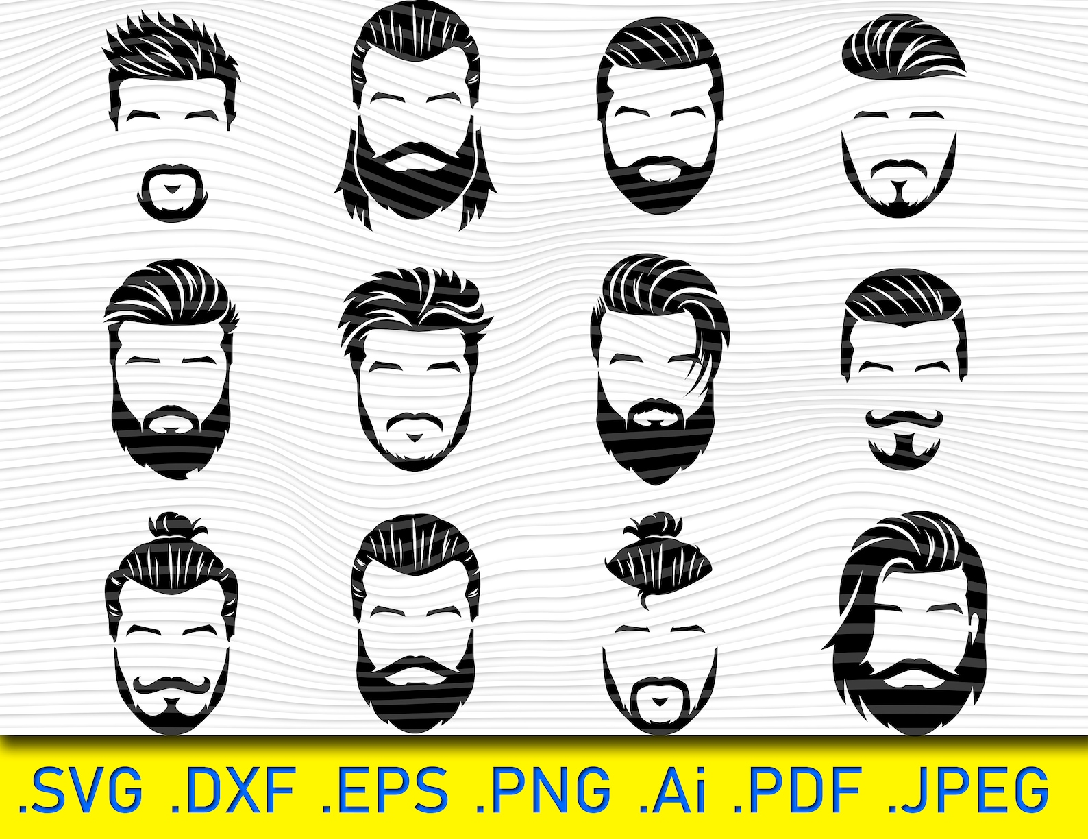 12 Bearded Men Faces Beard Man SVG Beards Svg Beard Svg - Etsy