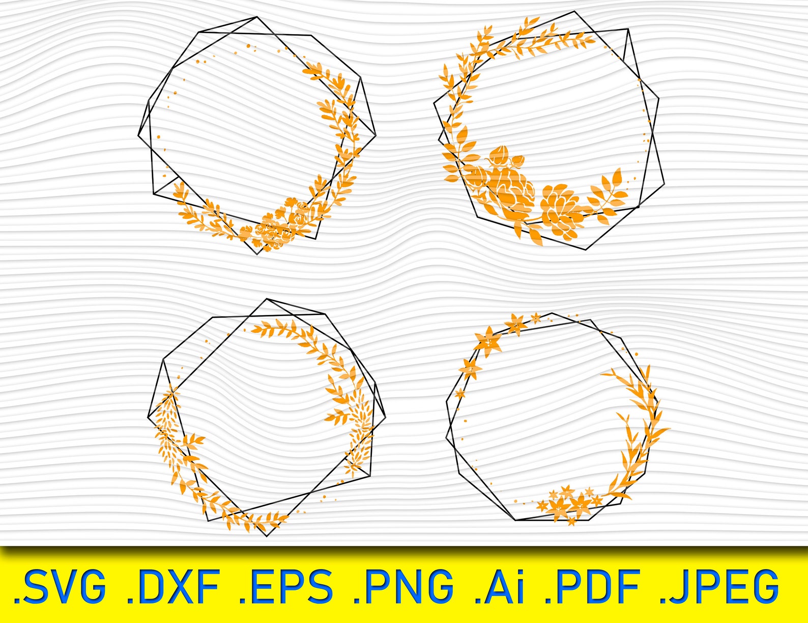 LEAF FRAMES in SVG Geometric Frames Monogram Frame Circle - Etsy
