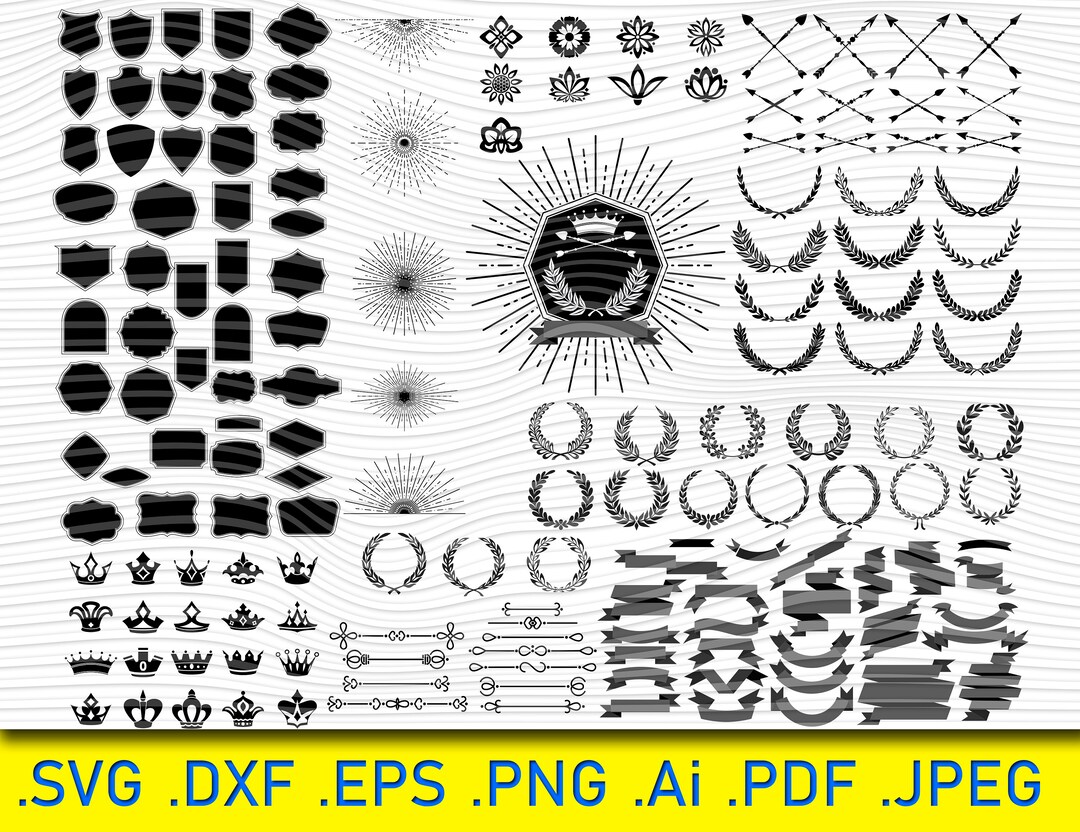 Crest Collection 158 Elements, Family Crest,medieval Emblems Svg ...