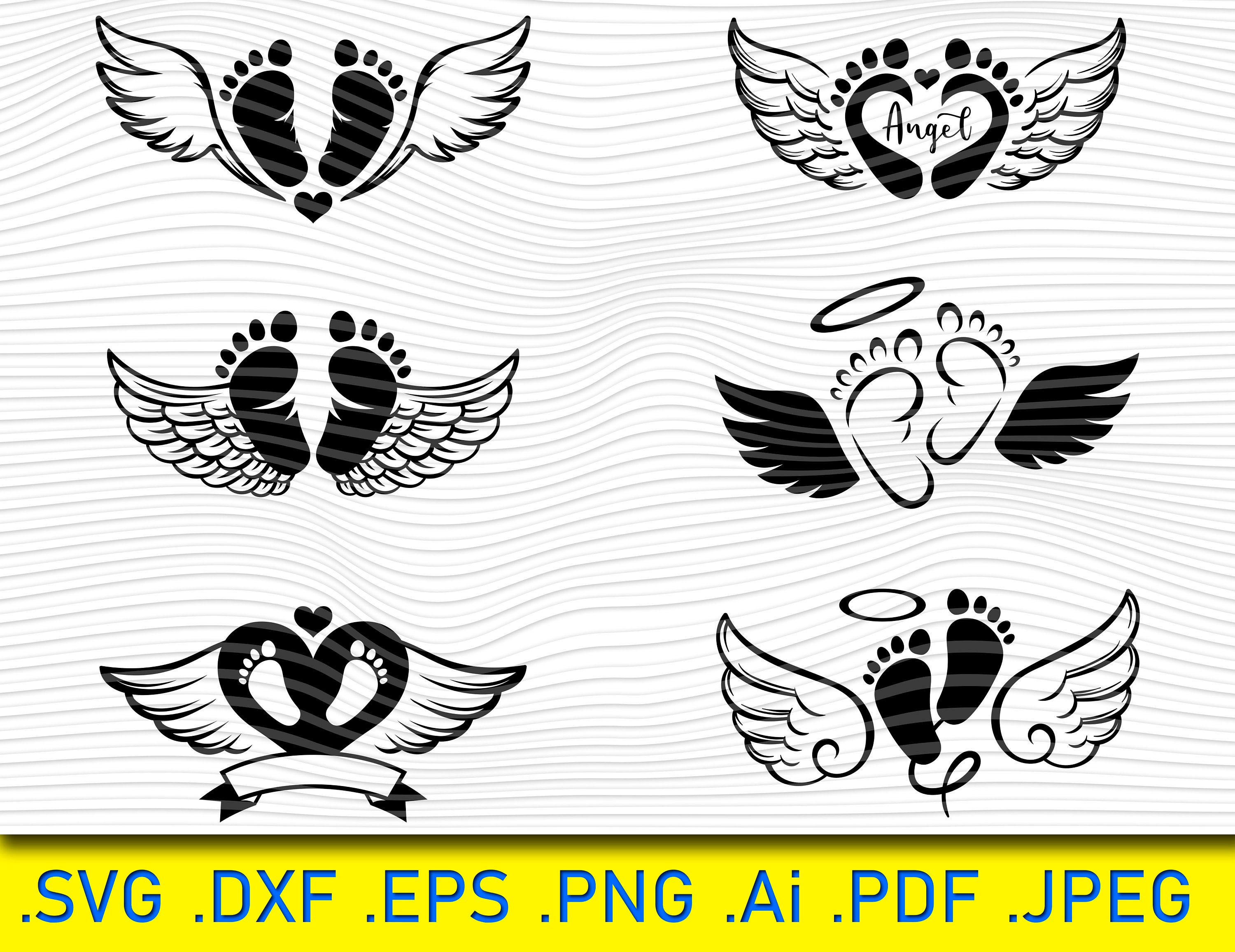 Baby Footprint Angel Wings SVG: Handprint Design (digital Download) - Etsy