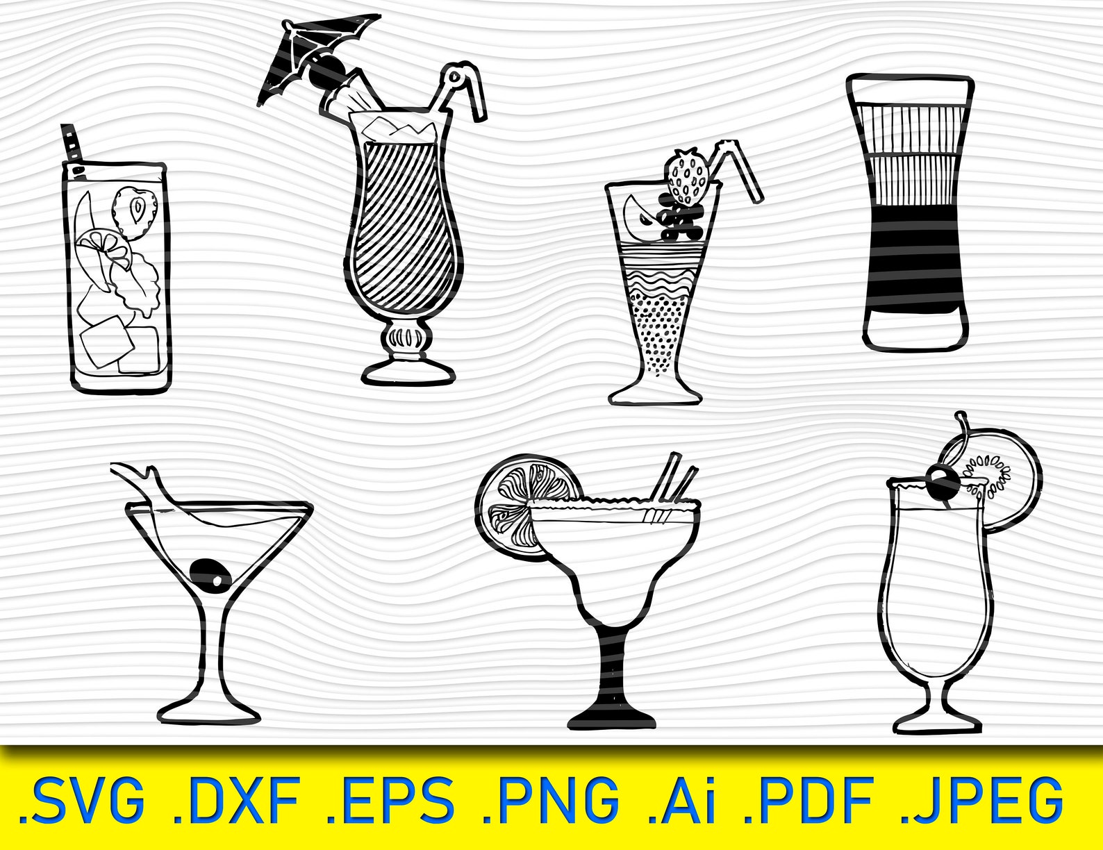 Cocktail Bundle Svg Cocktail Svg Cocktails Svg Alcohol Svg | Etsy