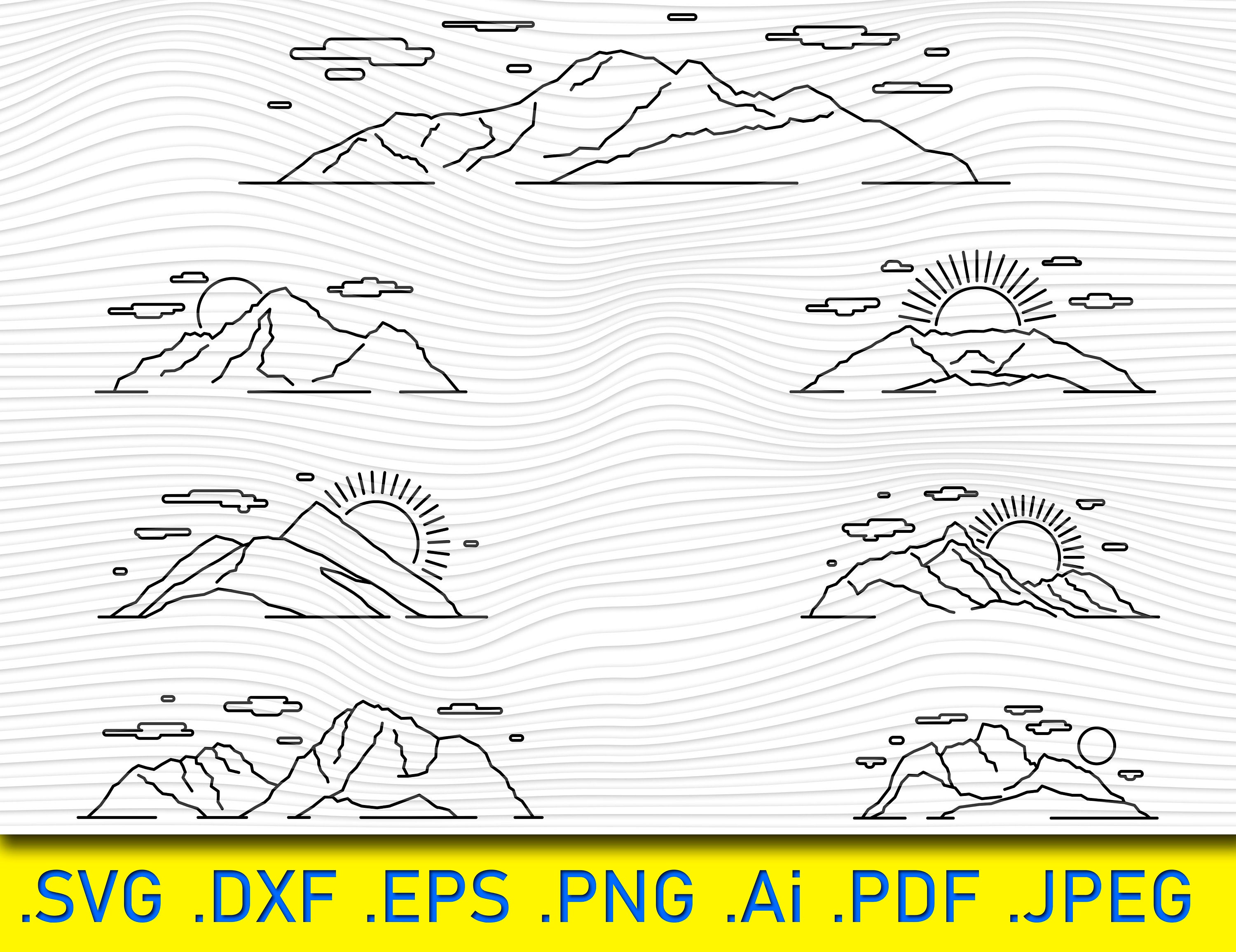 Linear Mountains Mountain svg Bundle Mountain svg Nature | Etsy