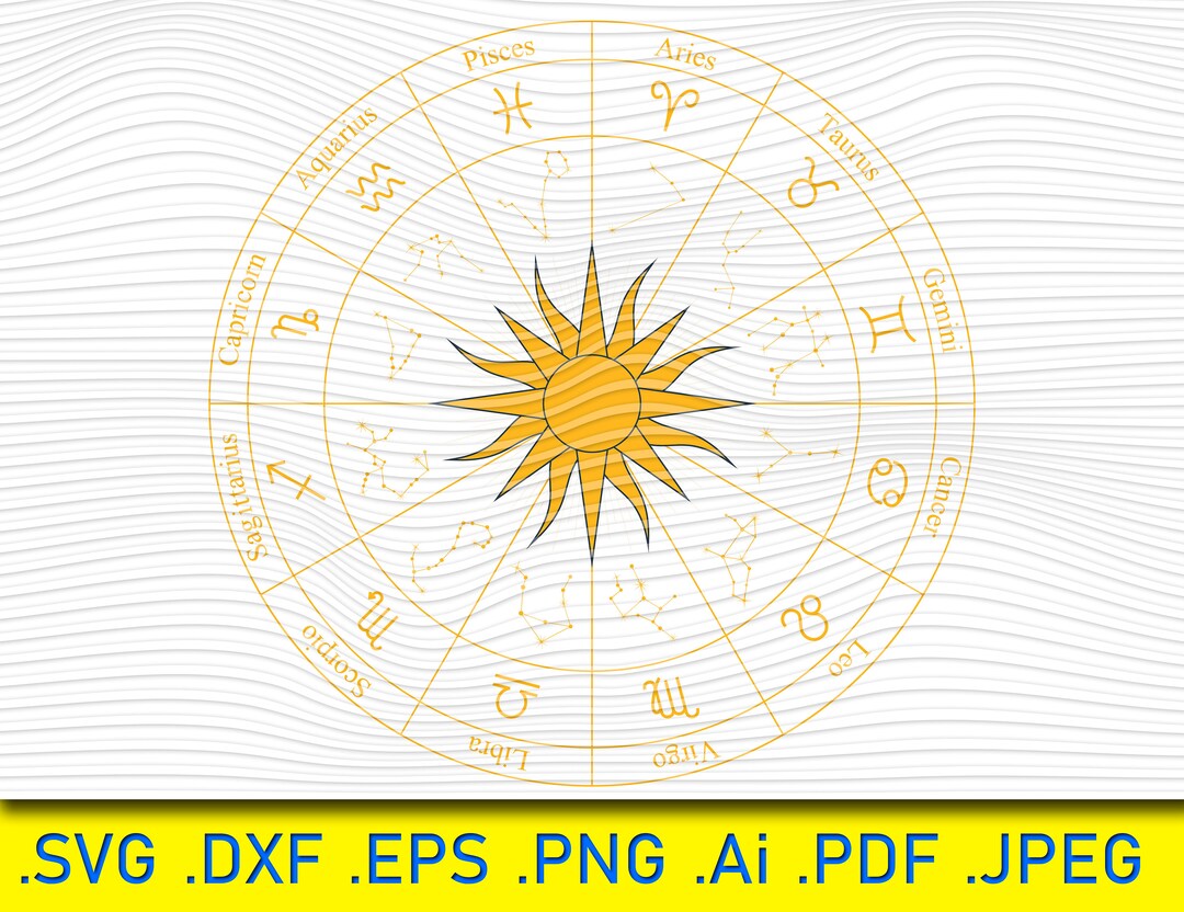 Zodiac Wheel, Symbols Constellation,onstellations Svg, Zodiac Signs Svg ...