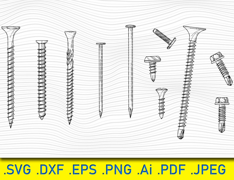 Screws, Nails, Seamless, Screw Svg, Bolt Svg, Nut Svg, Screw Driver Svg ...