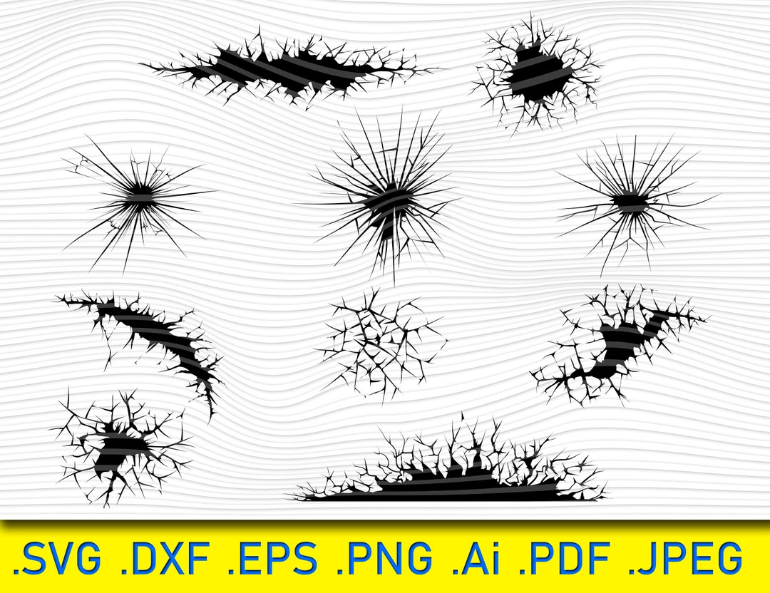 Cracks Digital Clipart, Cracks Svg, Wall Crack SVG, Instant Download ...