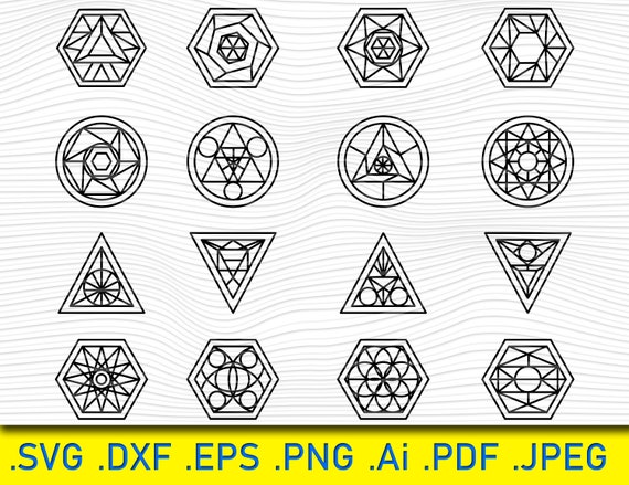 16 Abstract Symbol Collection With Outline Sacred Geometry | Etsy