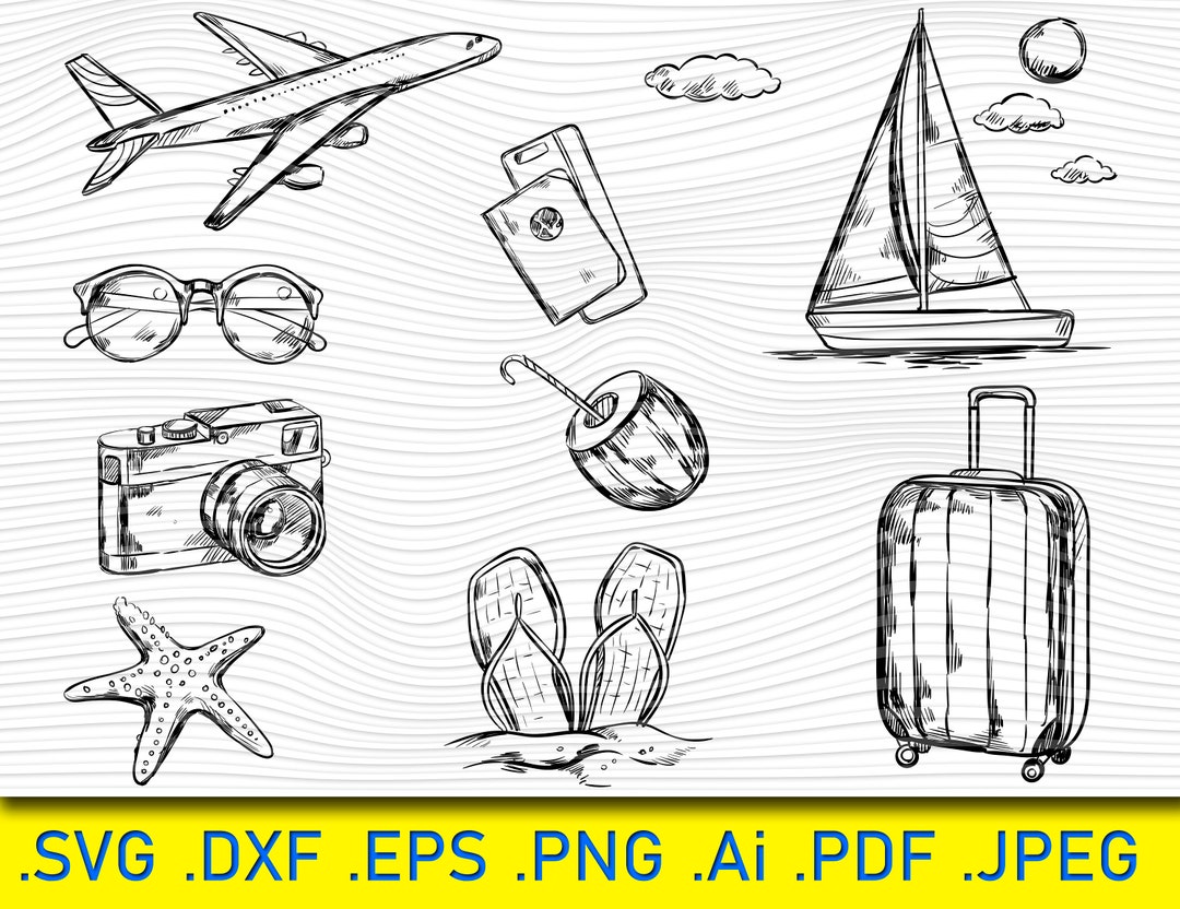 13 Travel Elements, Adventure Svg Bundle, Travel Svg, Camper Svg, Cut ...