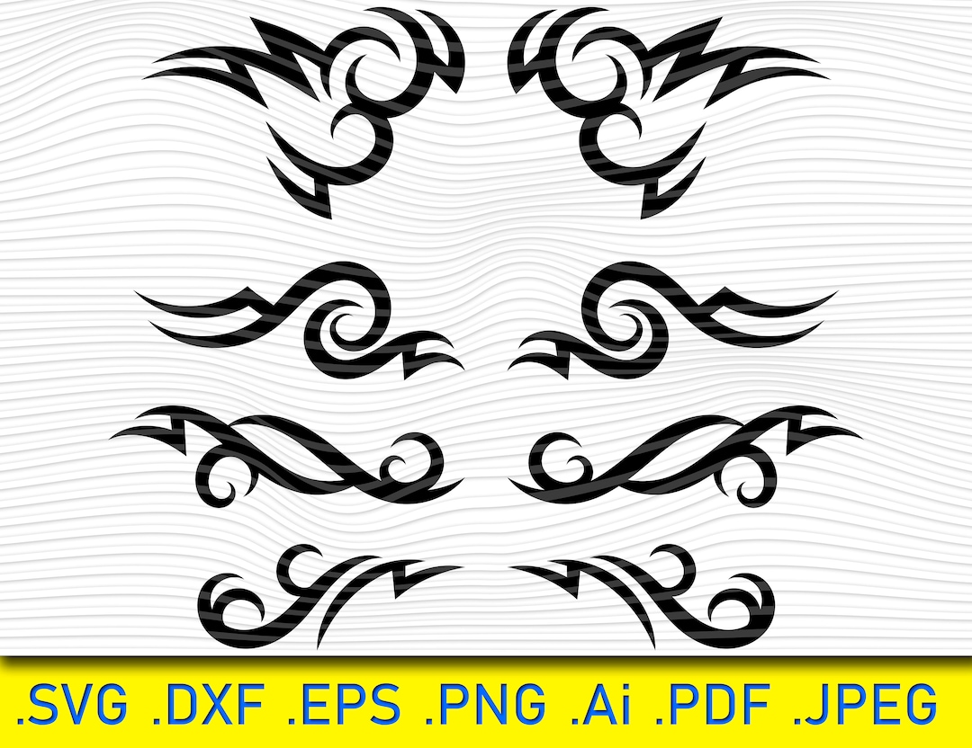 Tribal Tattoo Wings SVG: Silhouette Swirl Art Designs (digital Files ...