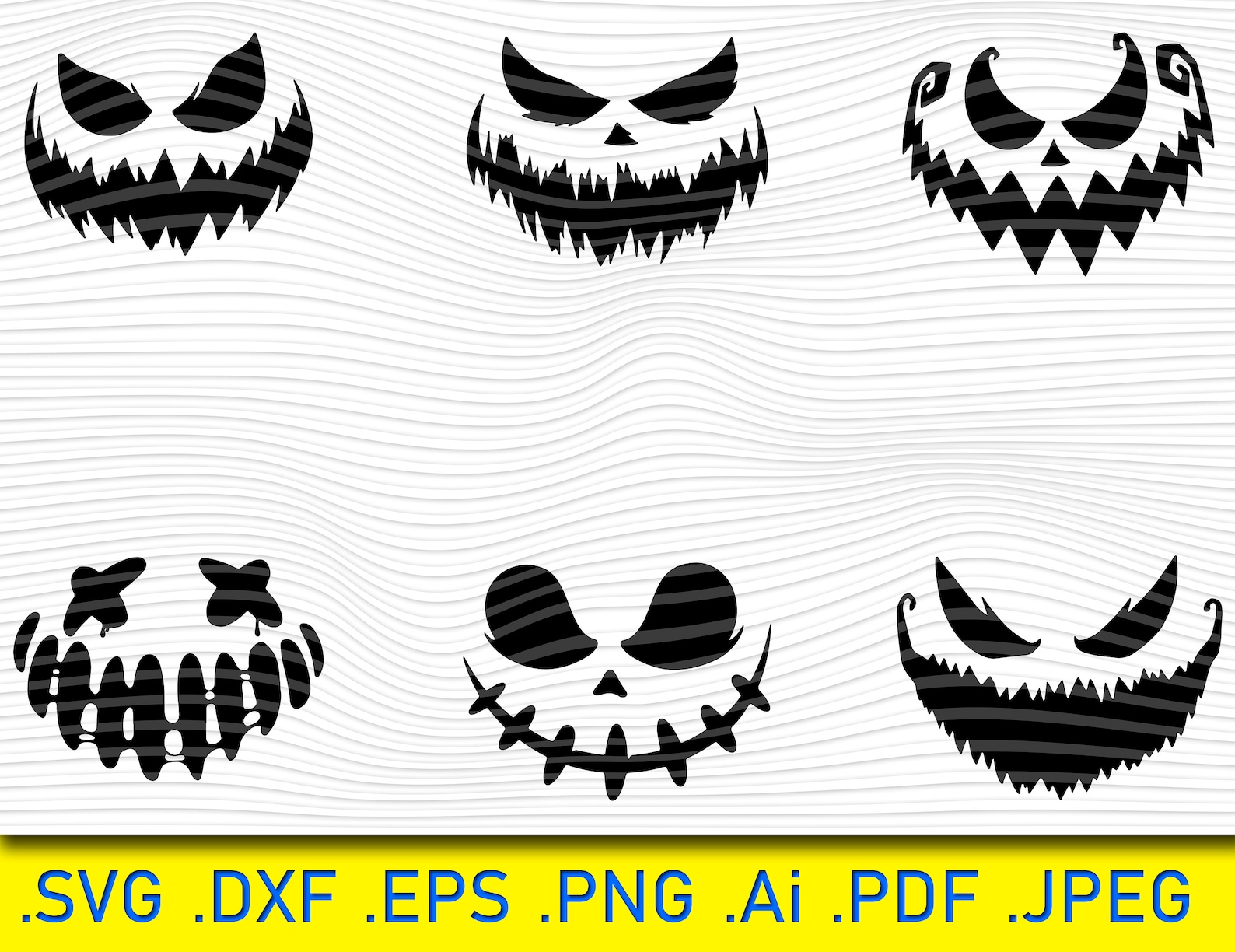 Halloween Pumpkin Faces Pumpkin Face Svg Bundle Cute | Etsy