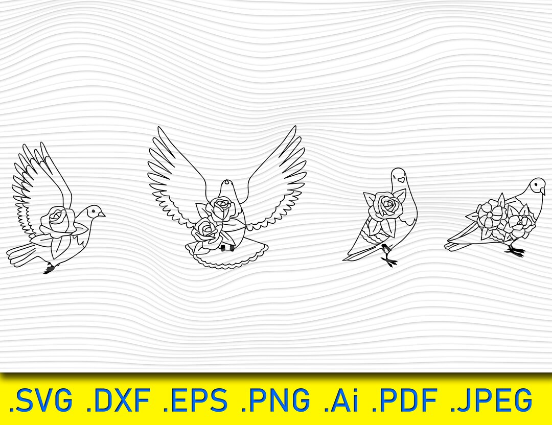 Doves SVG, Pigeon Svg, Dove Silhouette, Dove Vector, Wedding Doves Svg ...