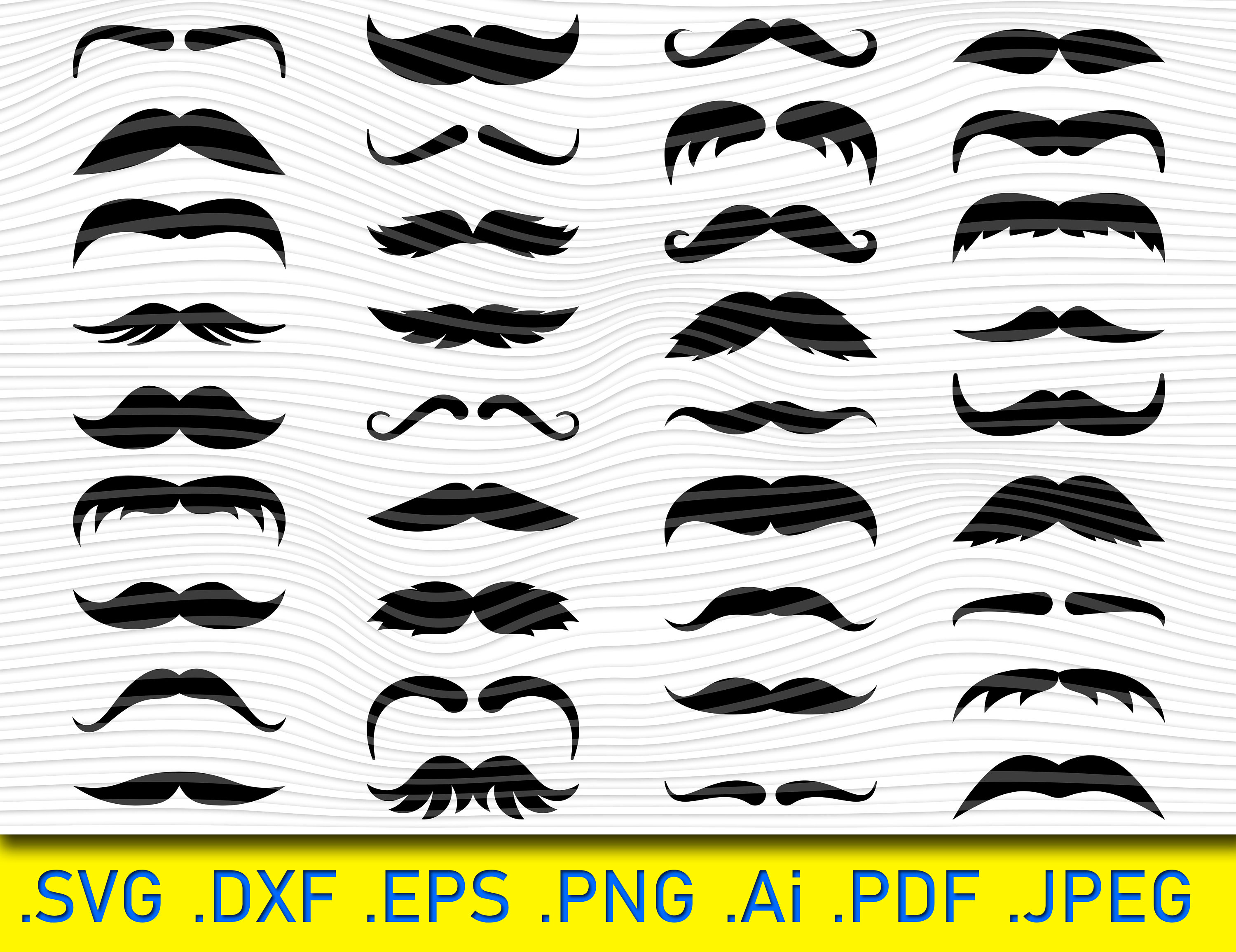 36 Mustache SVG Mustaches Svg Moustache Cutting File | Etsy