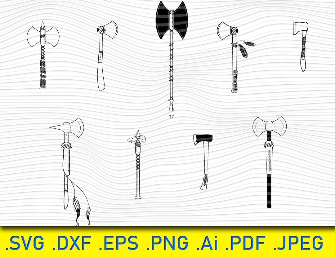 9 Axes Outlines, Axe SVG Cut Files, Axe Silhouettes SVG, Crossed Axes ...