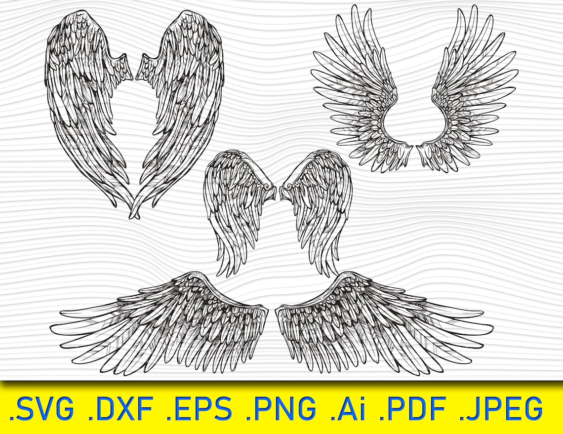 Wings angel Wings Angel Wings Svg Digital Cut Files Dxf - Etsy