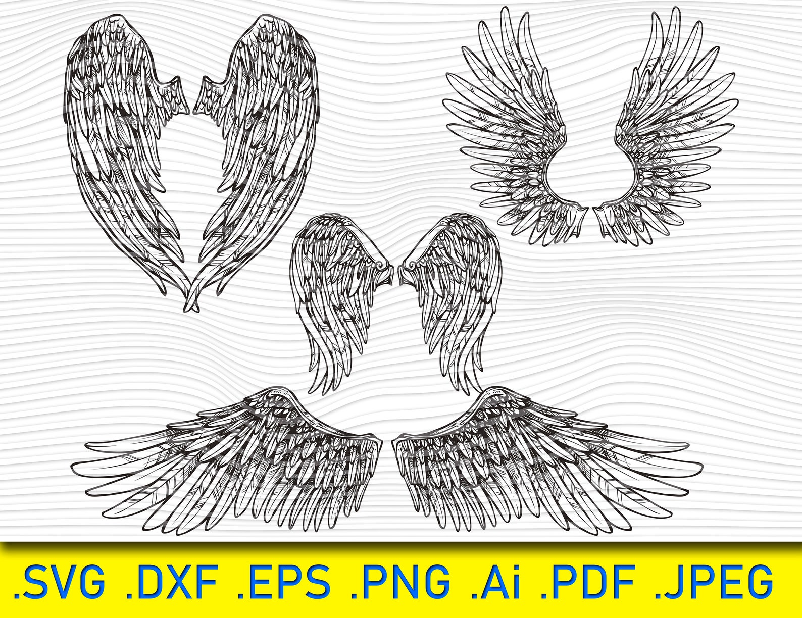 Wings angel Wings Angel Wings Svg Digital Cut Files Dxf - Etsy Denmark