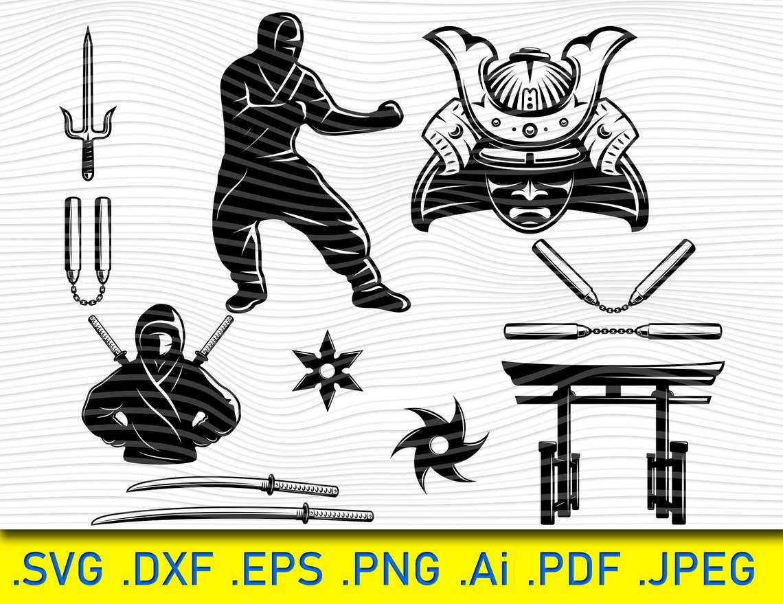 Ninja svg Ninja silhouette Ninja svg bundle Ninja clipart | Etsy