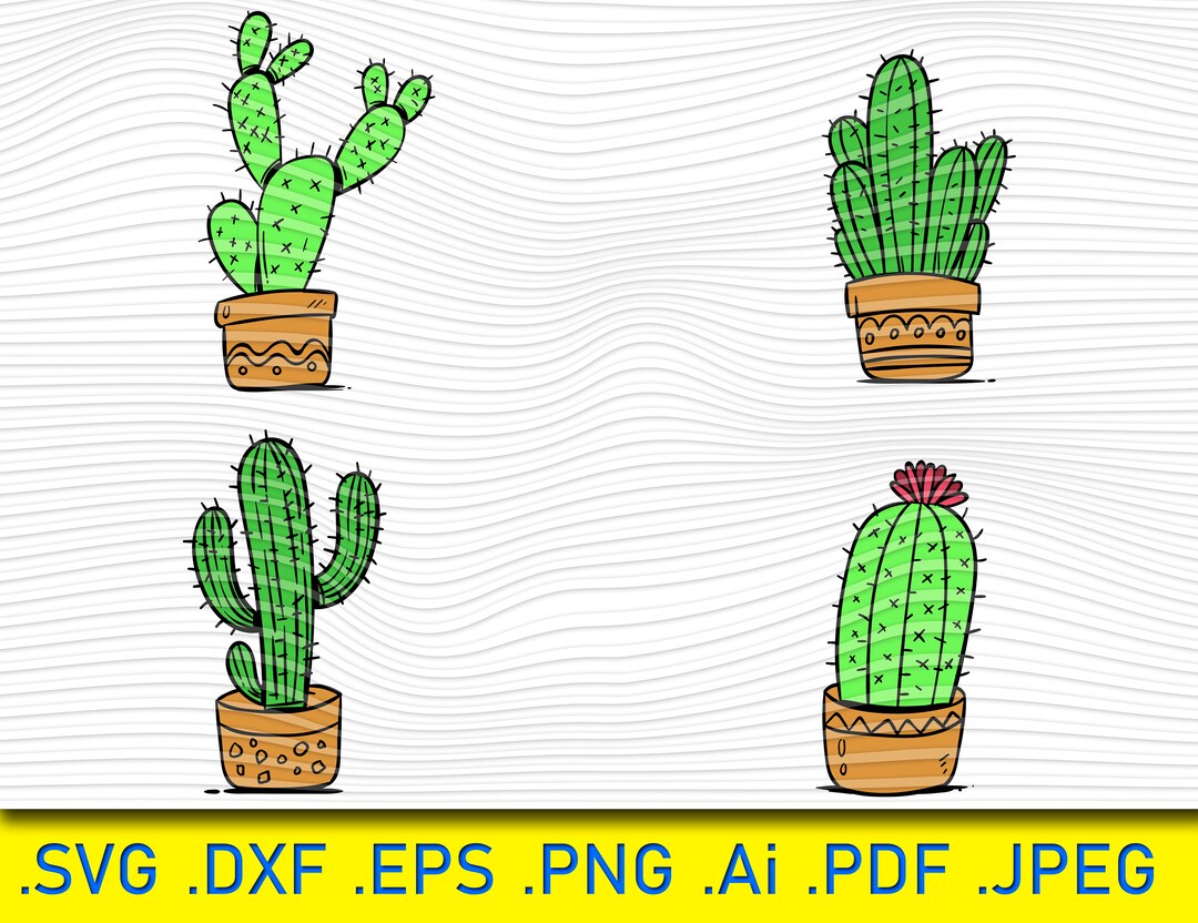 Cactus SVG Bundle, Cacti Svg, Succulent Svg, Cactus Dxf, Cactus Png ...