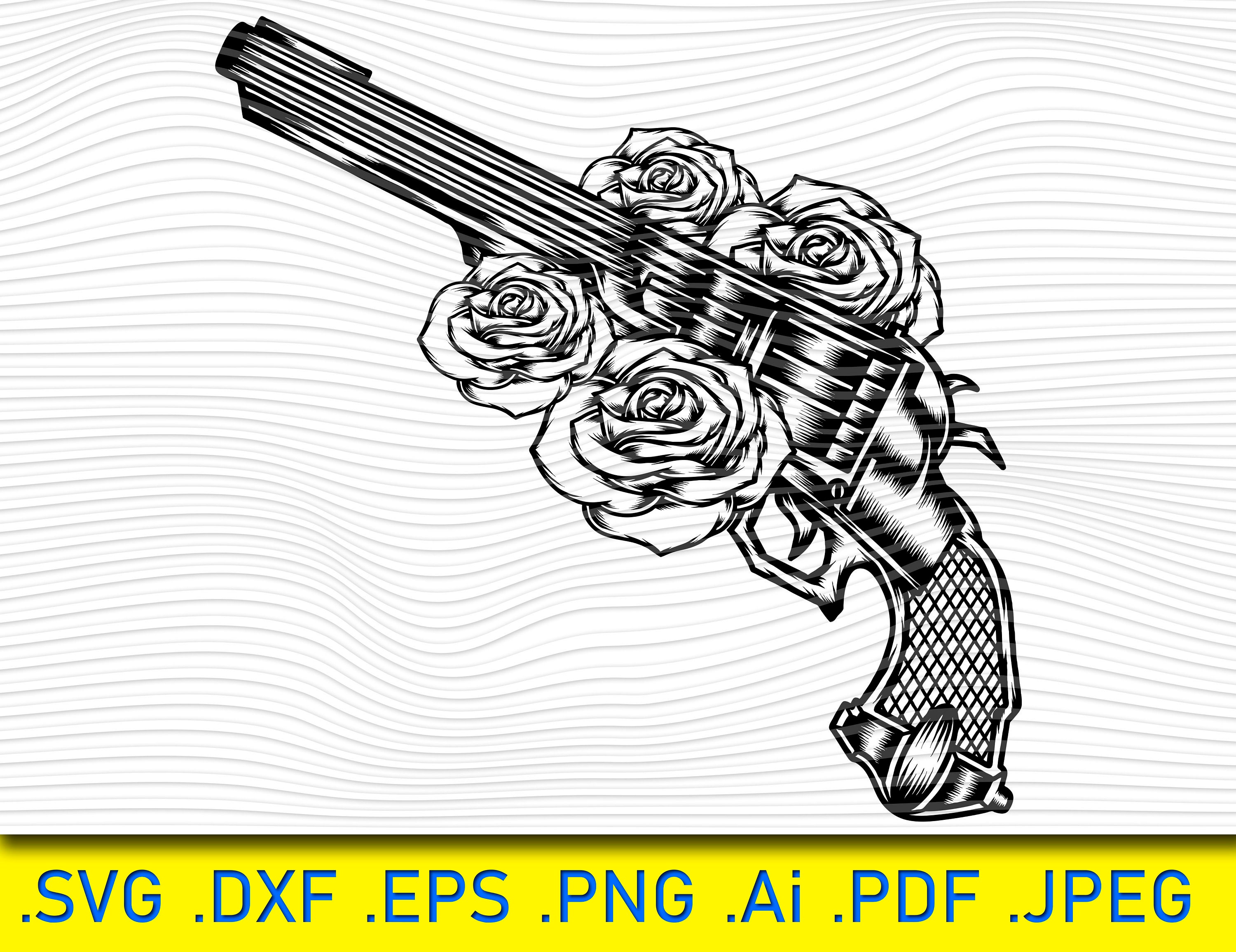 Gun And Roses Arms svg Revolver Svg Flower svg Gun Svg | Etsy