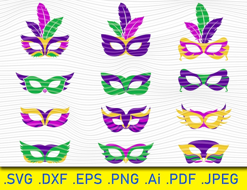 12 Carnaval Mask Svg Mask Printable Masquerade Mask - Etsy