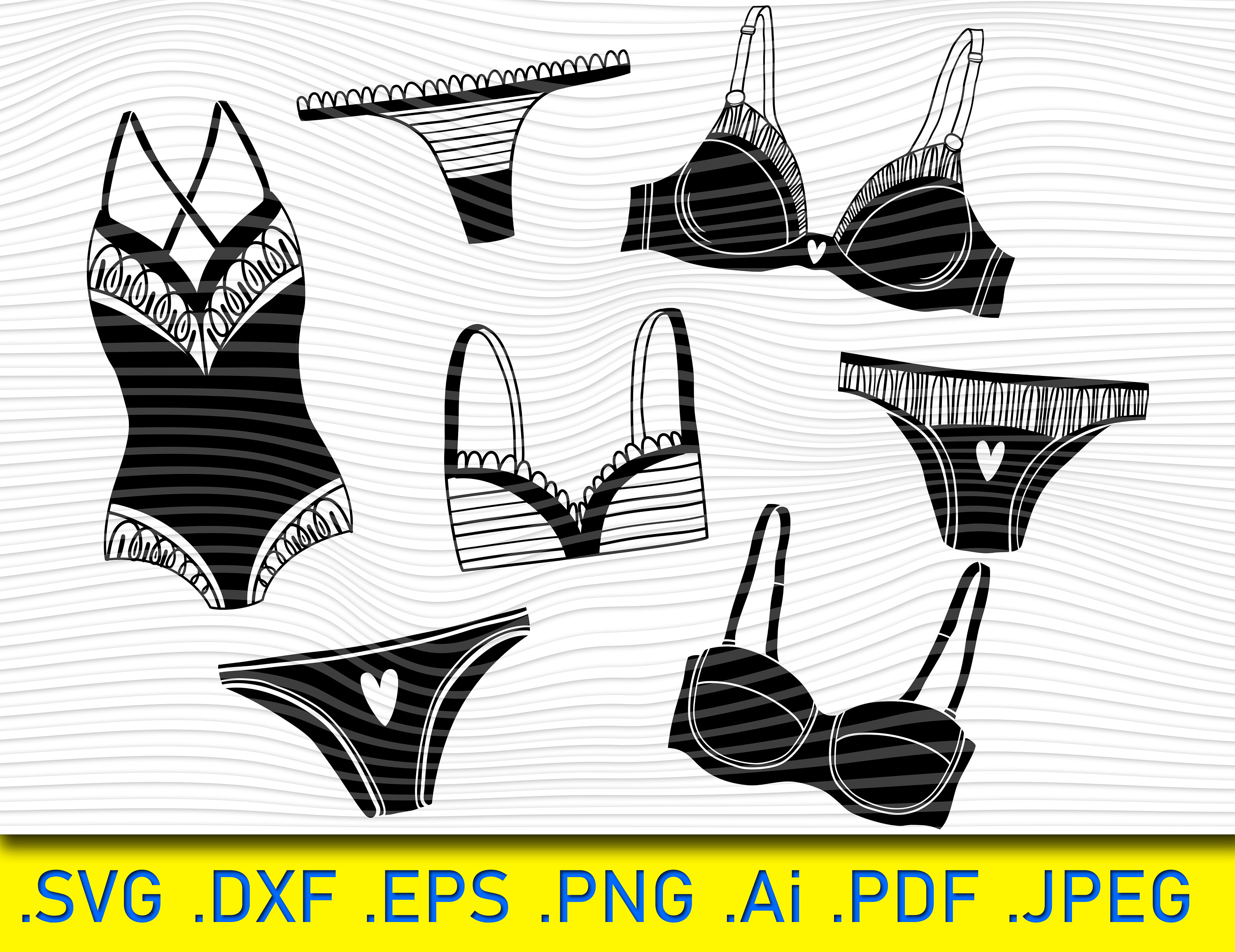 New Bundle Underwear Women Cut File SVGPNG Bra svg Beach | Etsy