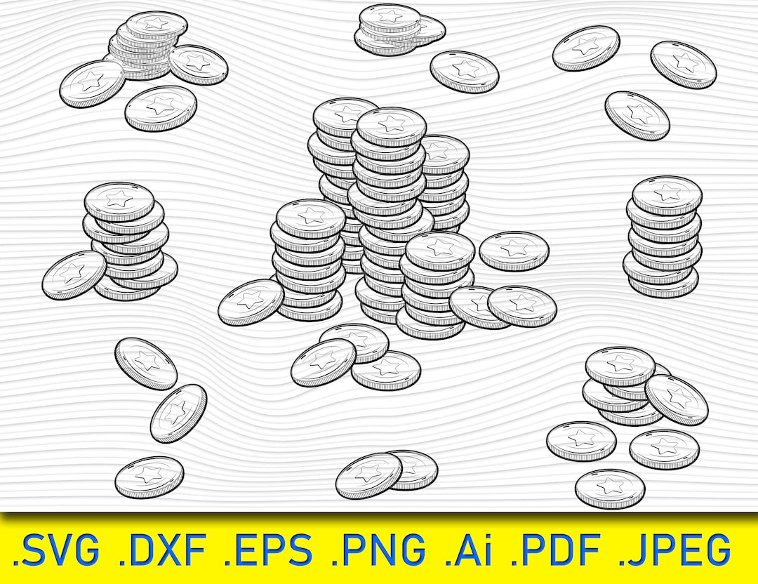 Stack Coins, Coins Outline SVG, Money Svg, Coins Svg, Coins Clipart ...