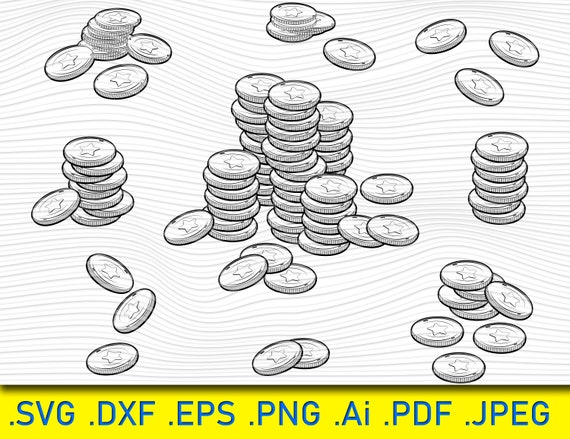 Stack Coins Coins Outline SVG Money Svg Coins Svg Coins - Etsy Finland
