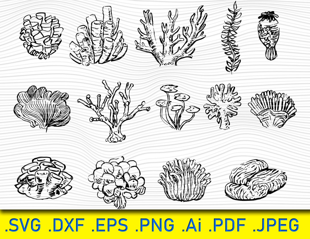 Coral Ocean Cuttable Design Eps File for Silhouette Cameo and Cricut ...
