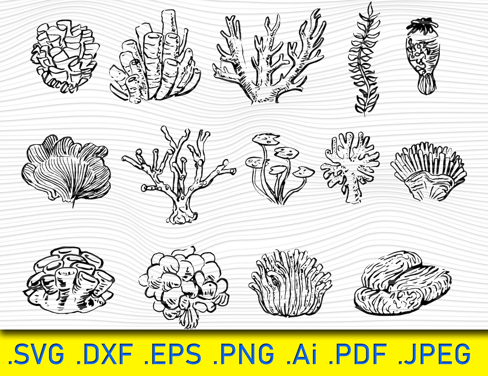 Coral Ocean Cuttable Design Eps File for Silhouette Cameo and - Etsy