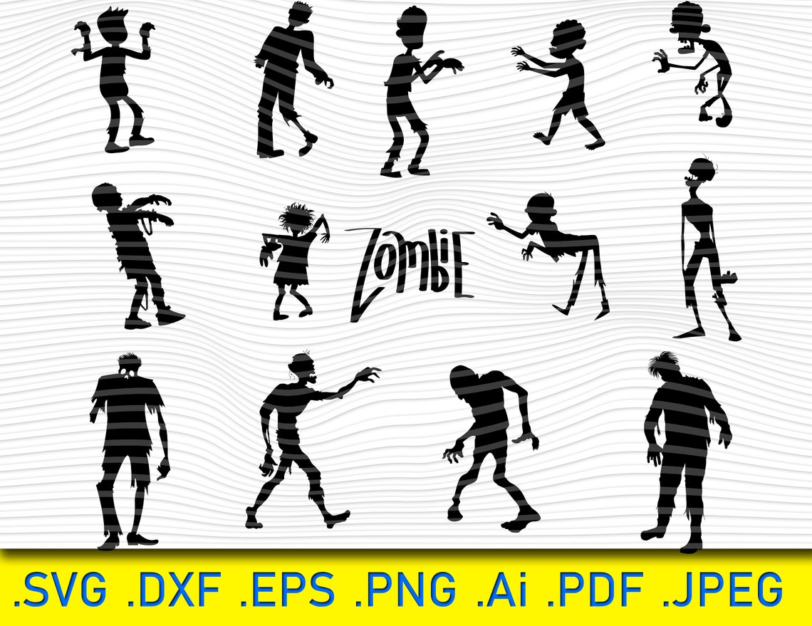 Zombies Svg Png Dxf Zombies Silhouettes Halloween Clipart - Etsy