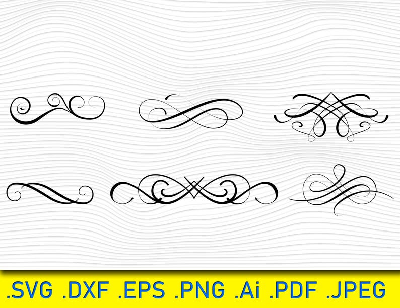 Calligraphic Design Elements,border Svg, Wedding Svg, Dxf, Png, Cricut ...