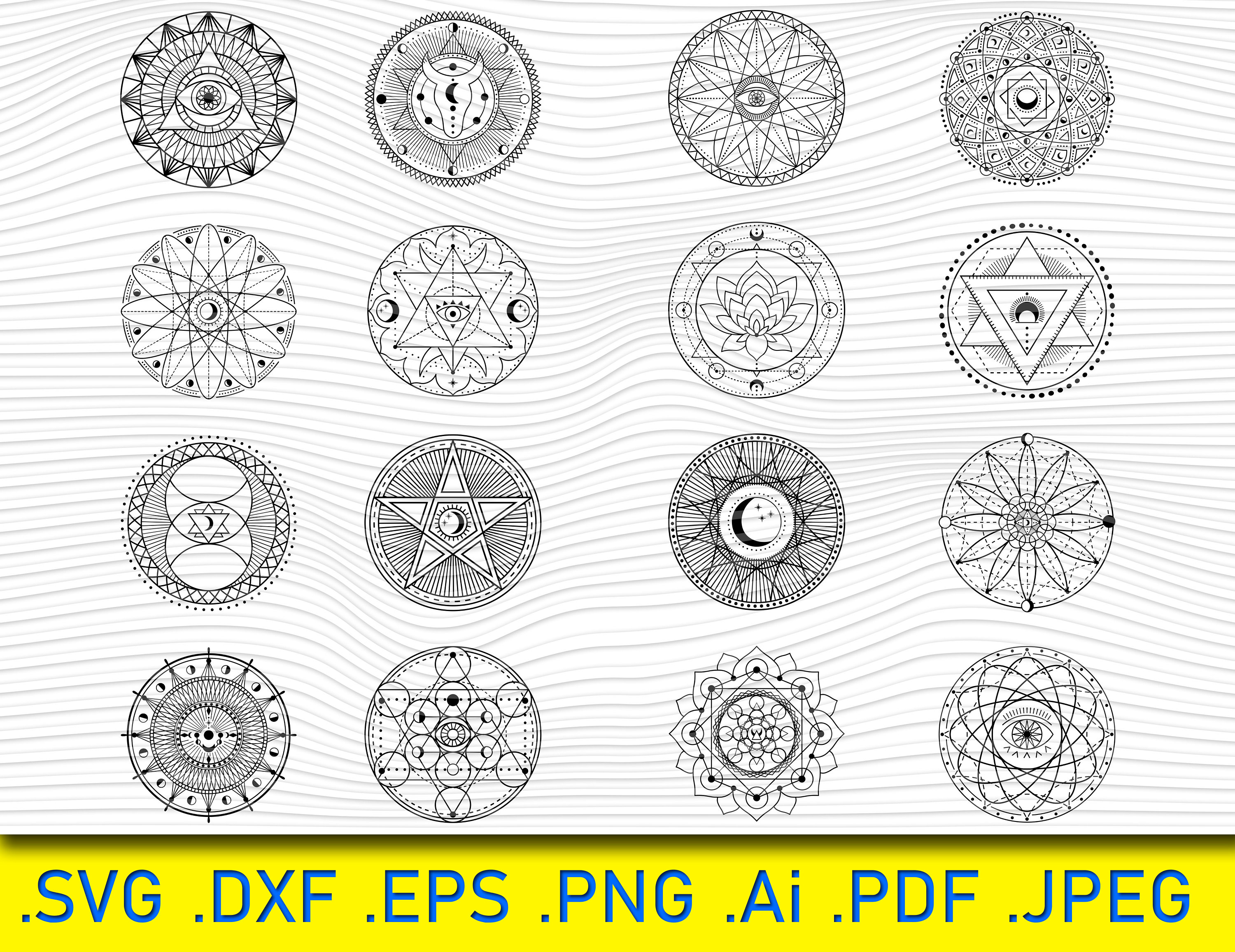 16 Witchcraft Circular Symbols, Magical Spell, Circle Esoteric ...