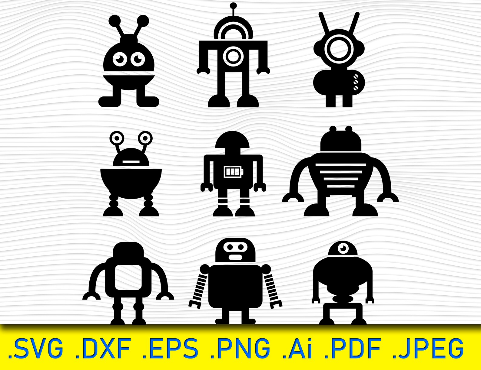 Robot Svg Bundlerobots Svgrobot Clipart Vector Png Dxf Eps - Etsy