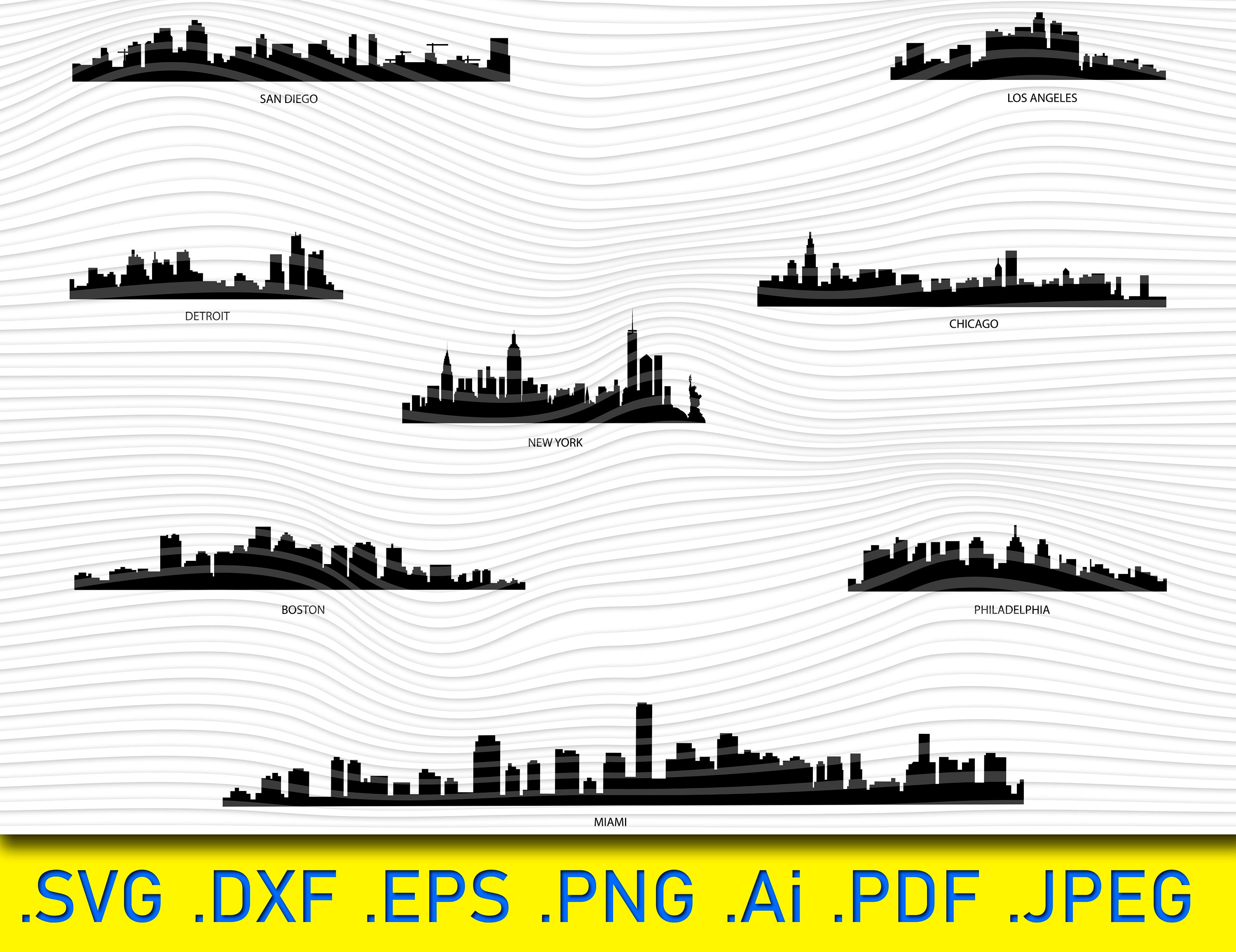 16 USA city svg files city skyline city svg city | Etsy