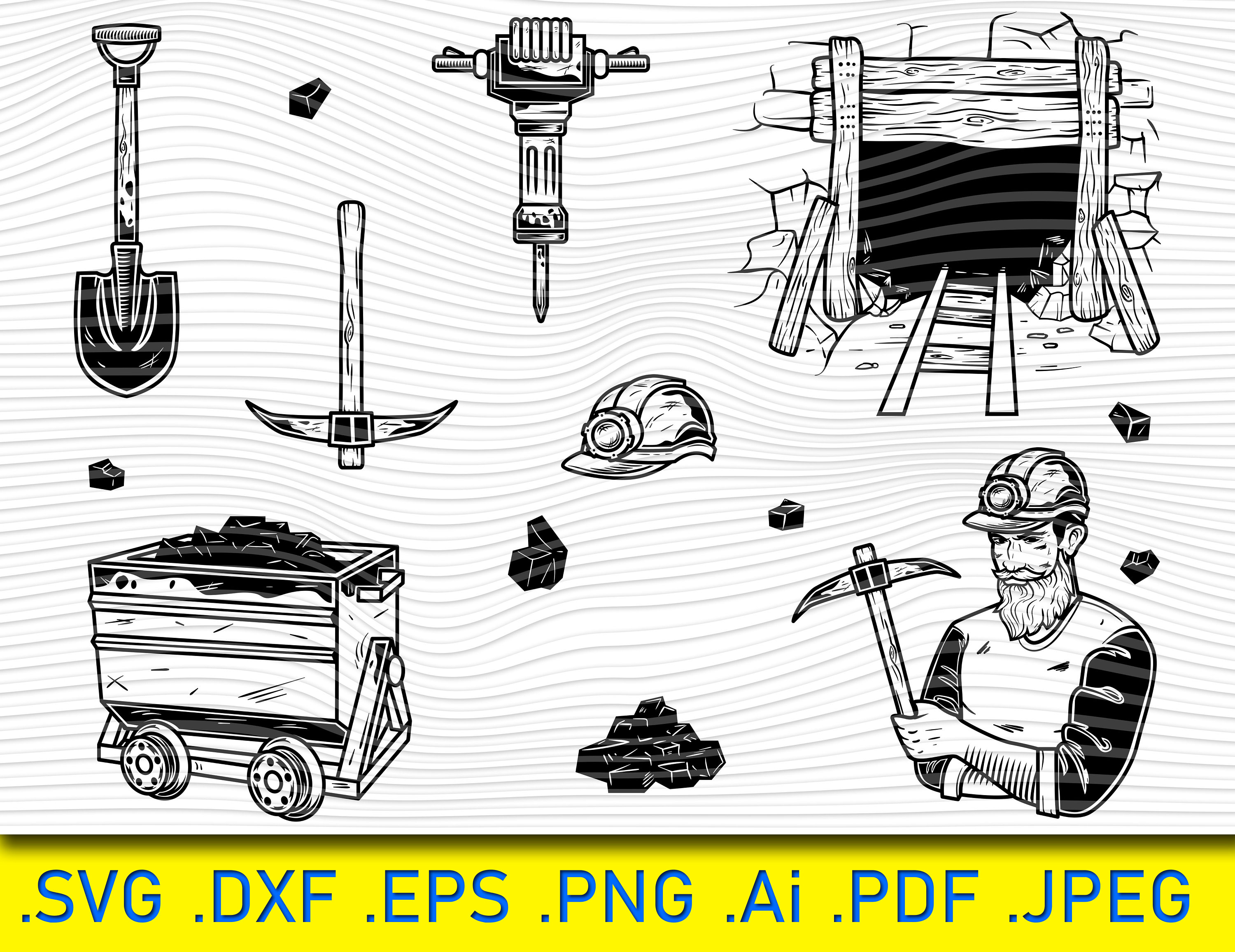Mining Logo SVG Bundle: Pickaxe Clipart, Cricut & Silhouette Cut Files ...