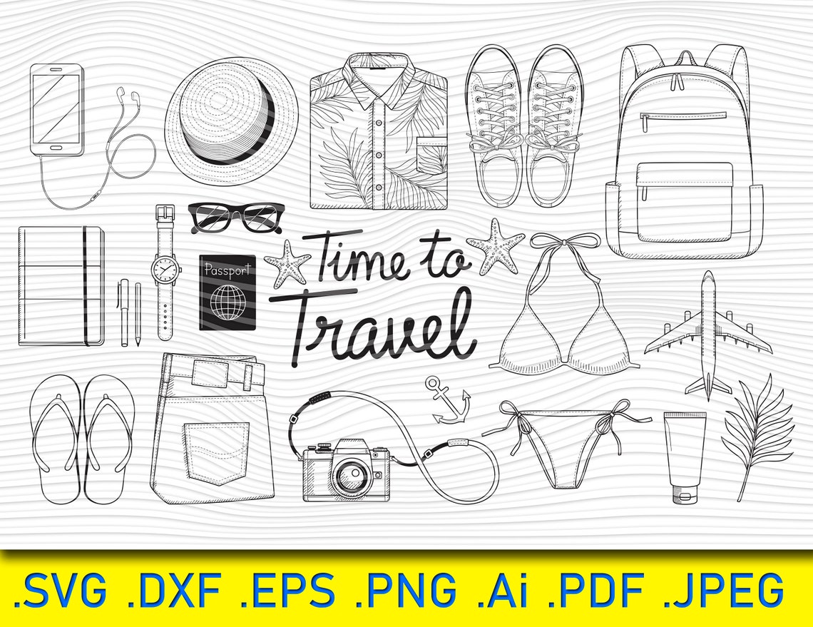 25 Travel Objects, Travel Stamp Svg Bundle, Postmark Svg, Stamp Svg ...
