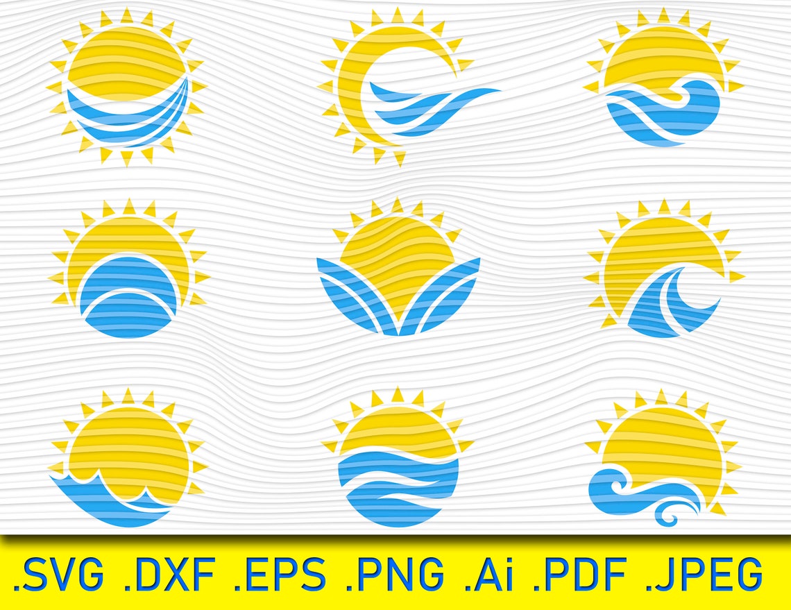 Sun SVG File Waves Svg Sunset Svg Beach Svg Sun Dxf Sunny - Etsy