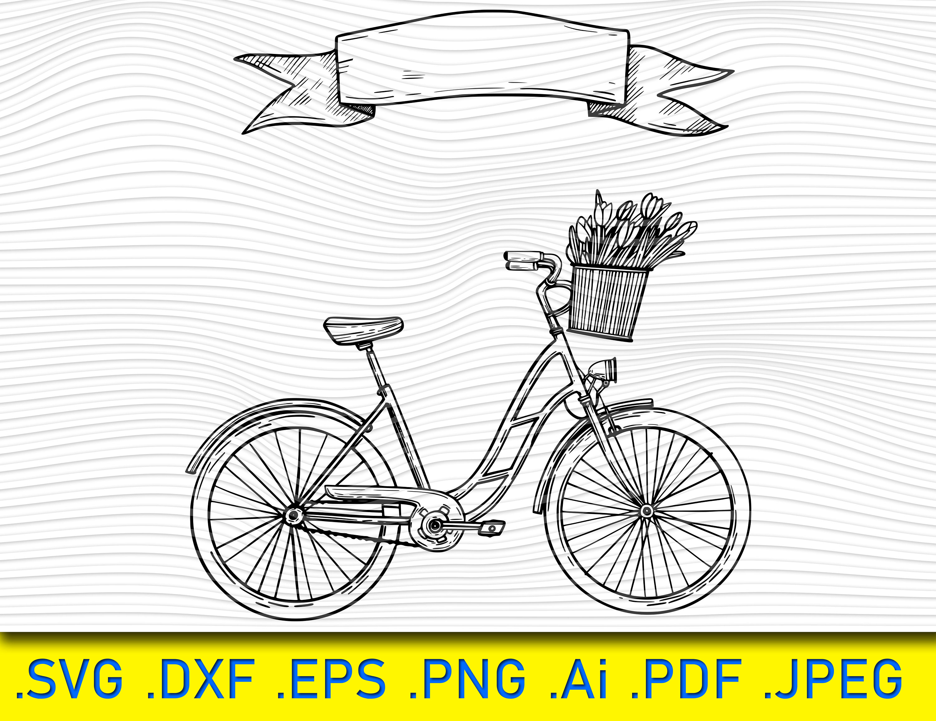Fahrrad Svg, Fahrrad Svg, Fahrrad mit Korb, Retro Bike Svg, Vintage ...