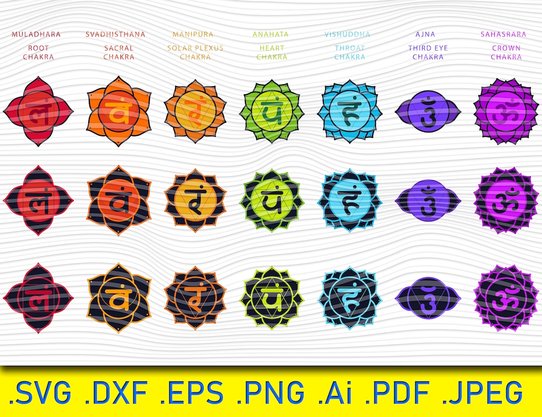 7 Chakras Svg, Chakra Svg Bundle, Buddism, Meditation, Kundalini, Yoga ...