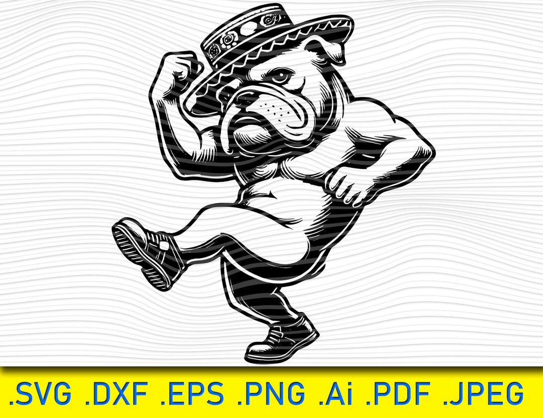 Bulldog Dancing in a Hat With a Raised Paw SVG, Cute Dog Dancing Svg ...