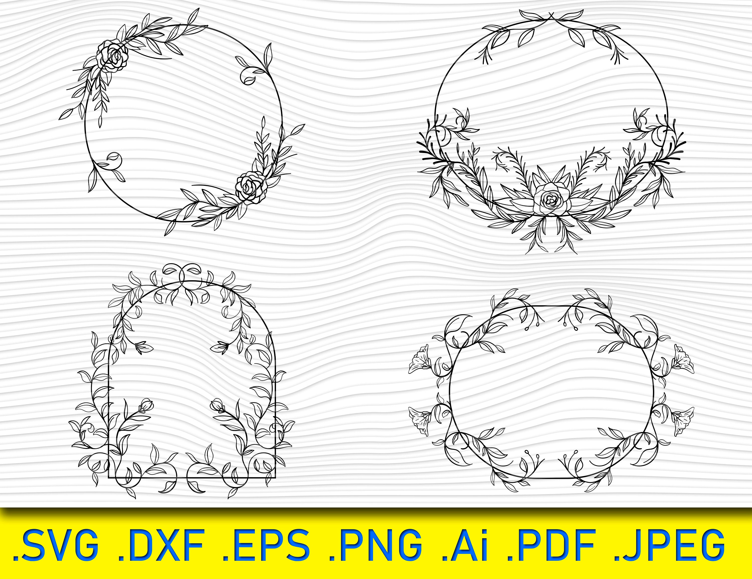 Flower Frame SVG File Flower Border SVG Floral Frame Svg - Etsy