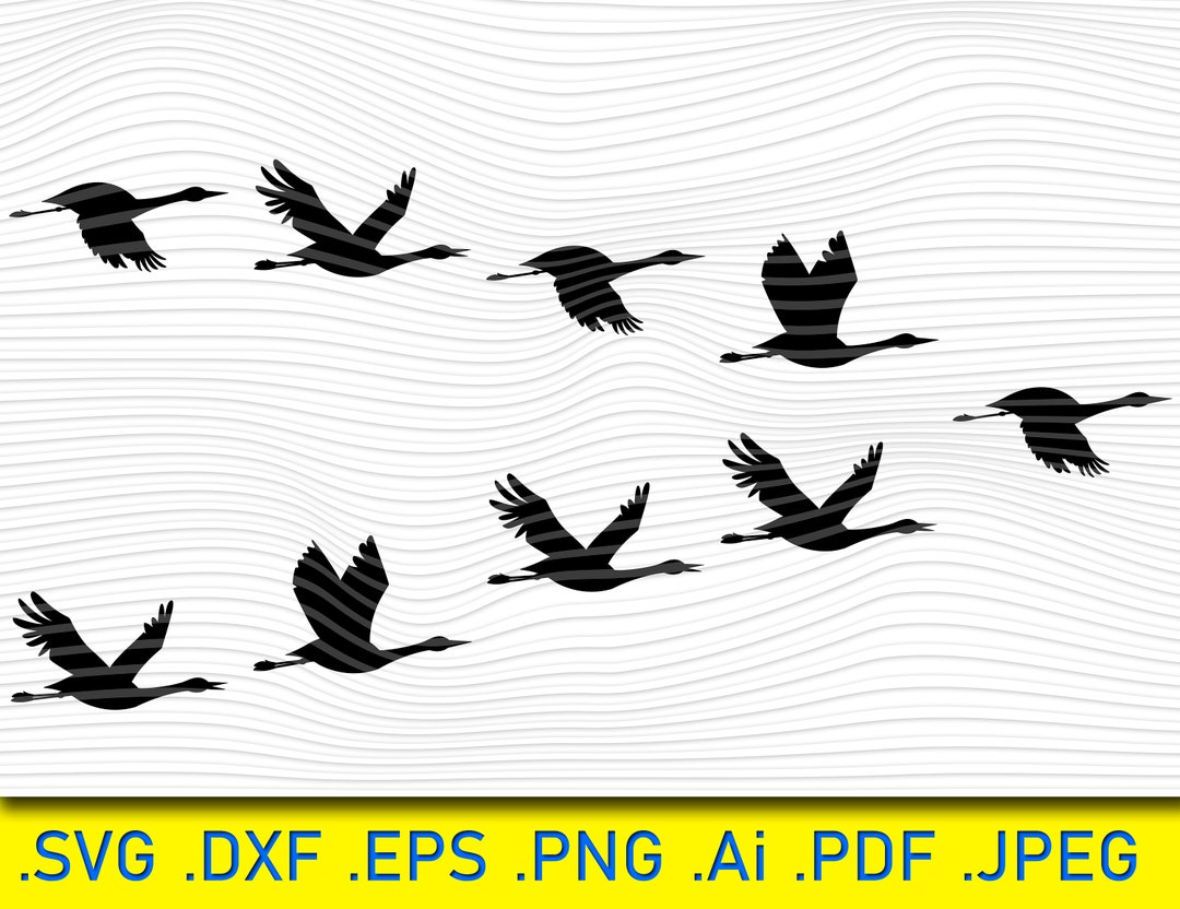 Flock of Birds SVG Vector, Silhouette of Birds SVG, Flying Birds for ...