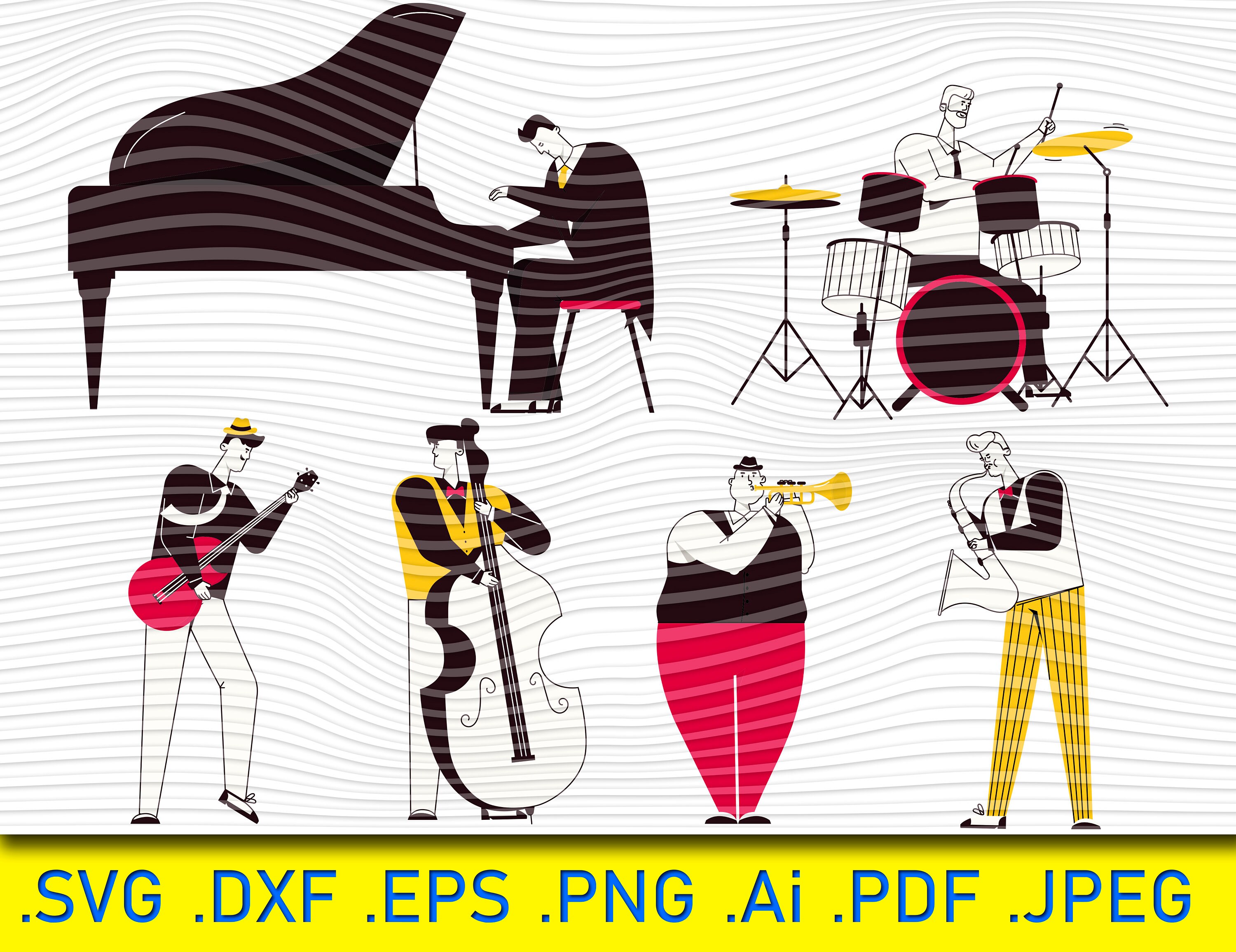 Musicians Silhouette Svg Music Svg Music Clipart Music | Etsy