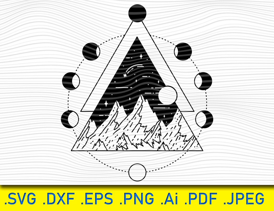 Geometric Tattoo with Moon Moon Svg Moon Clipart Moon Phase | Etsy