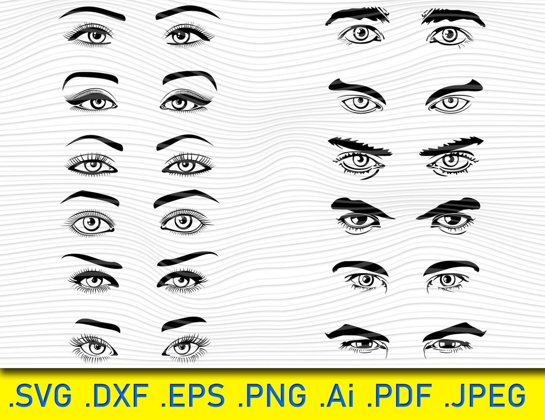 12 Woman Eyes, Eyebrows, Men's Eyes SVG Bundle, Men's Eyes SVG, Men's ...