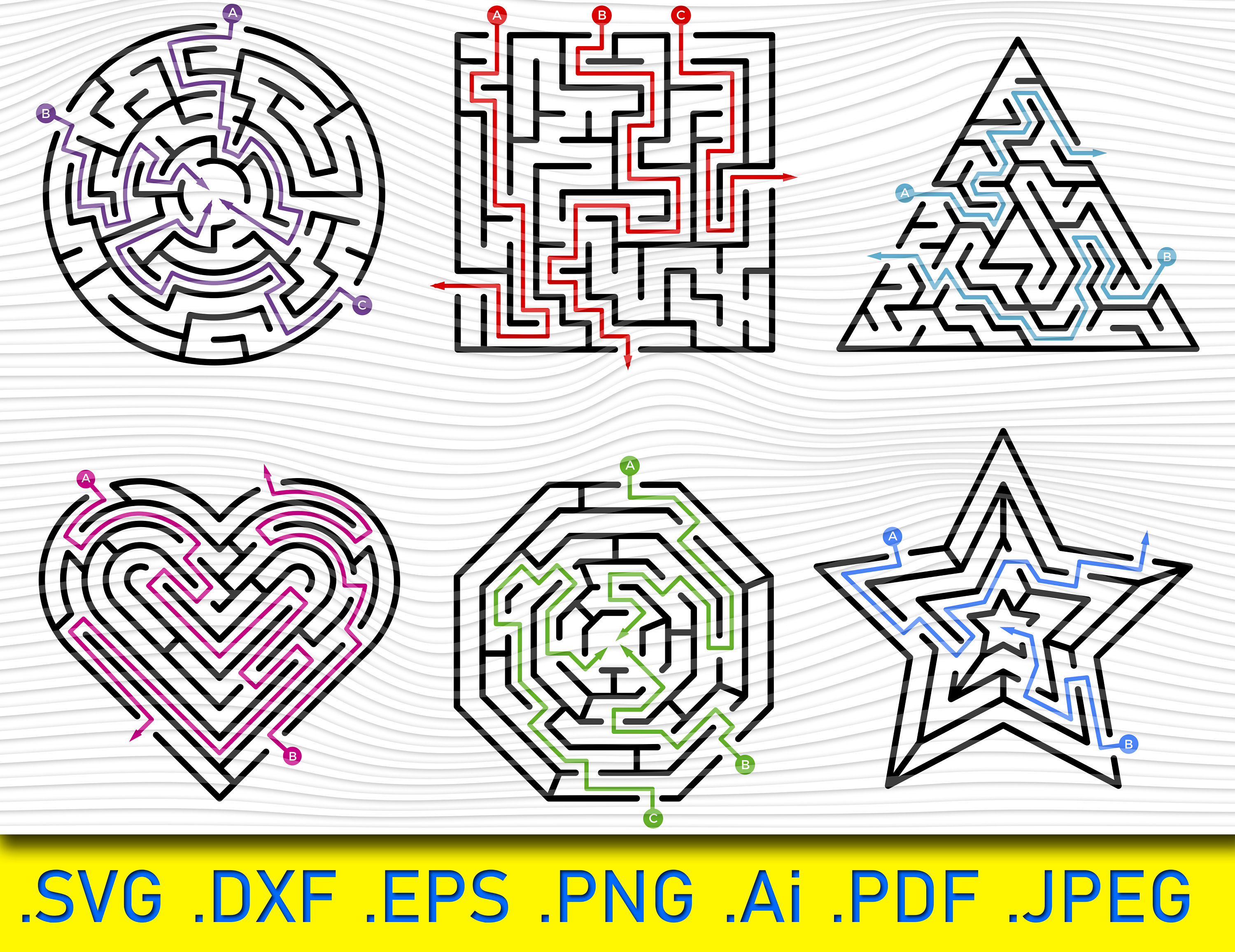 Game Maze Labyrinth Collections Various Shapes With Many Entrance Gate ...