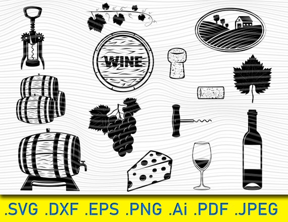 Wine Svg Vine Wooden Barrels Bunch of Grapes Svg Cheese - Etsy