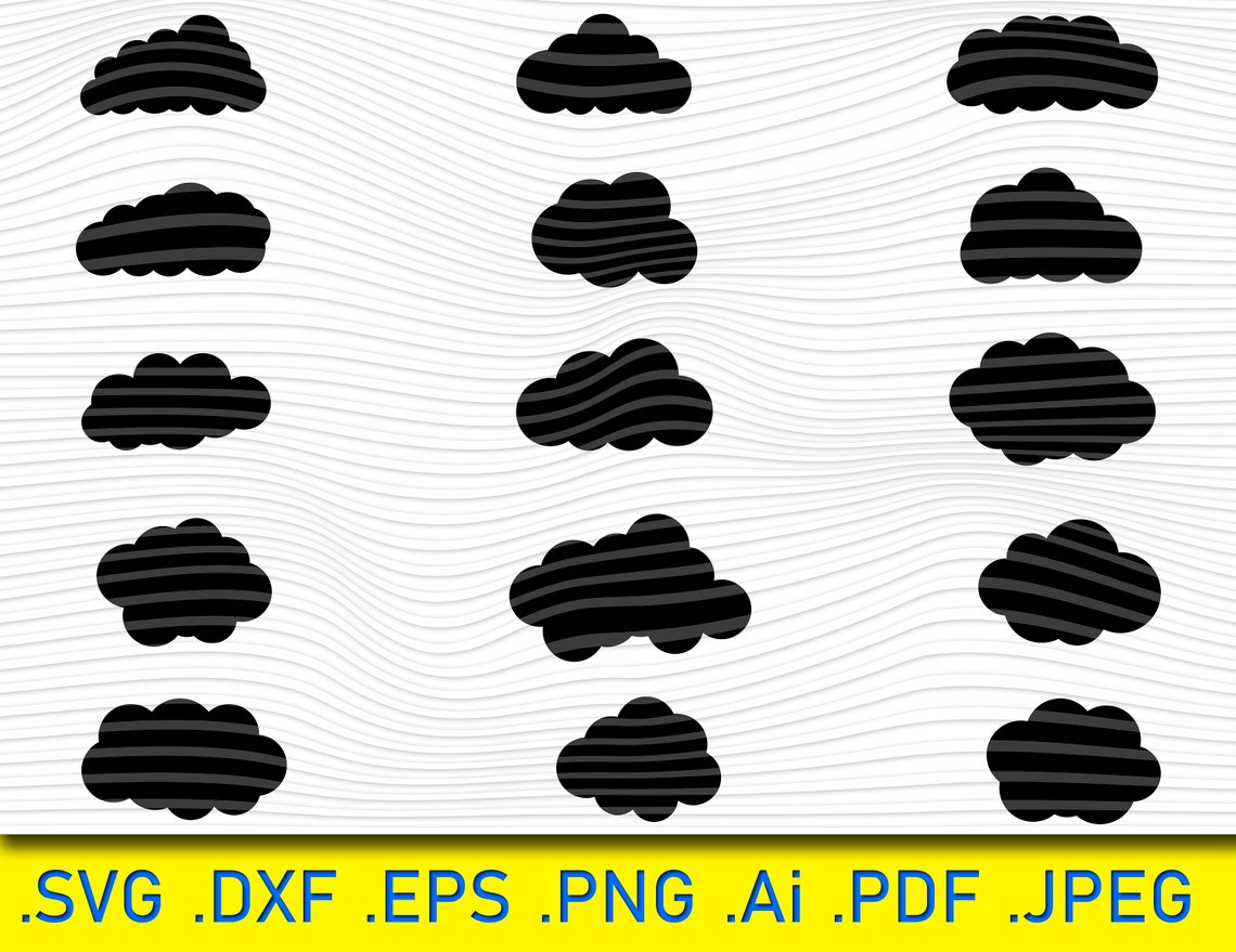 15 Clouds SVG Rain Cloud Svg Cloud Clipart Weather Svg Sky - Etsy