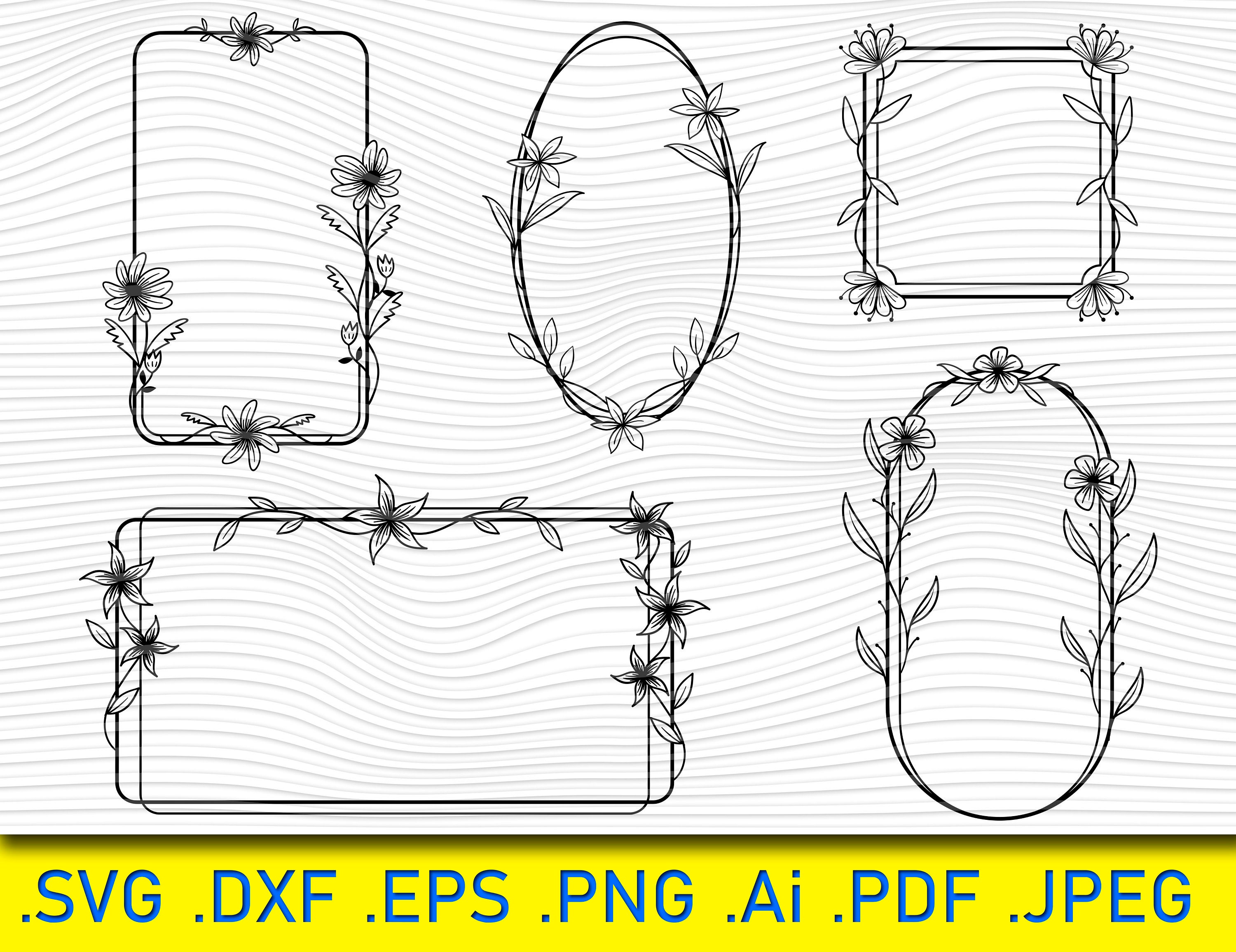 Flower Frame SVG File Flower Border SVG Floral Frame Svg | Etsy UK