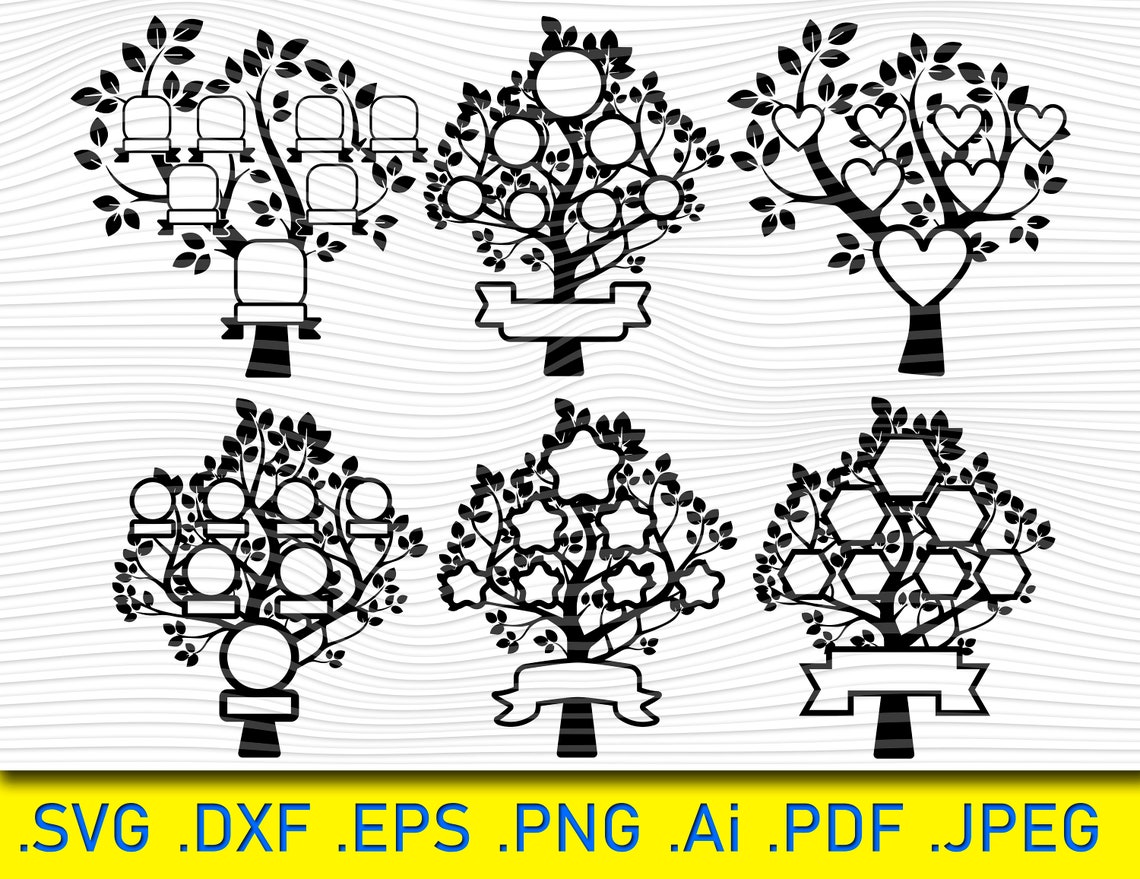 Family Tree SVG Tree SVG Cut Files Tree Monogram Svg Dxf - Etsy