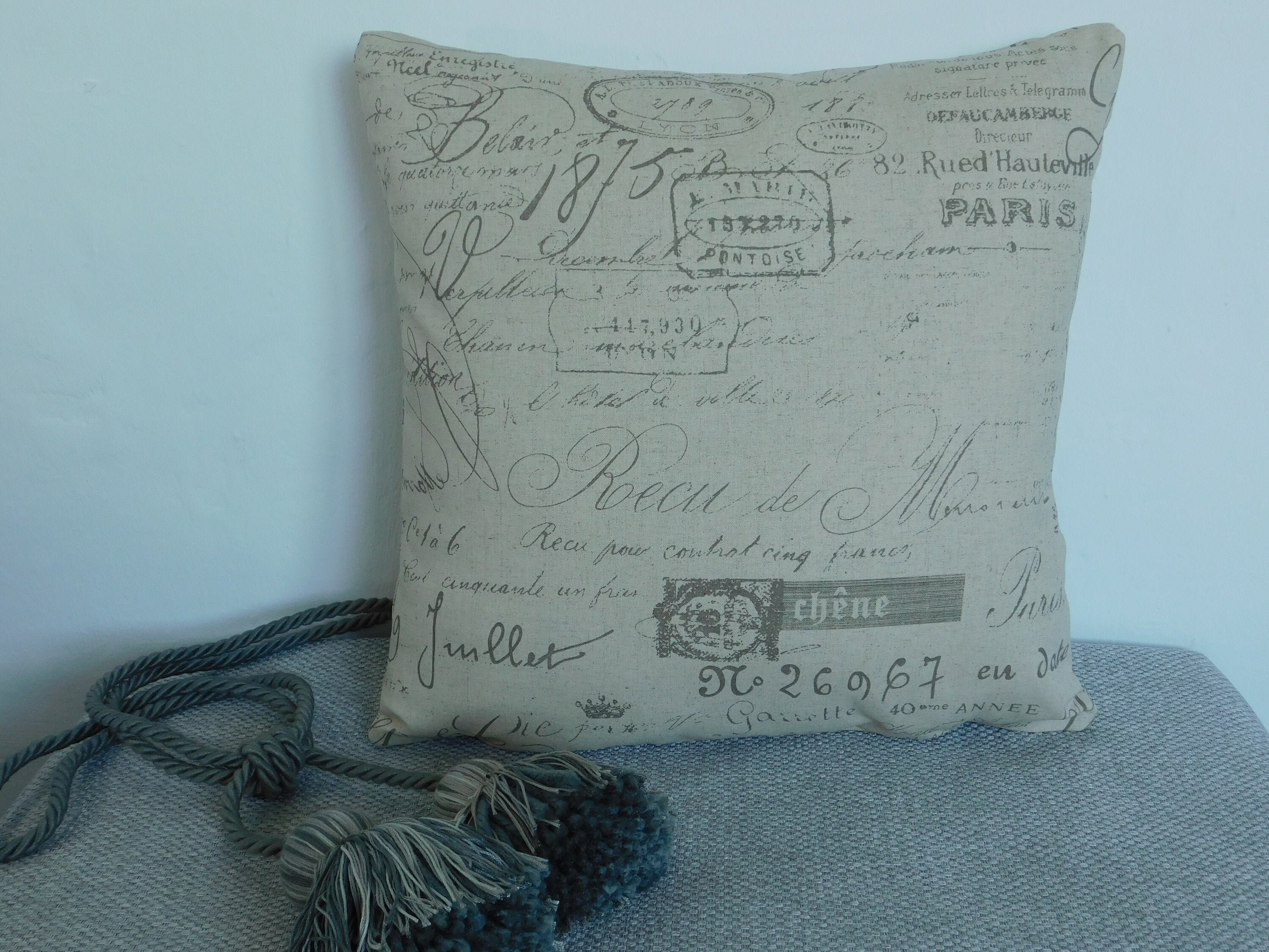 French Script Cushion Cover cojín de dispersión de estilo | Etsy