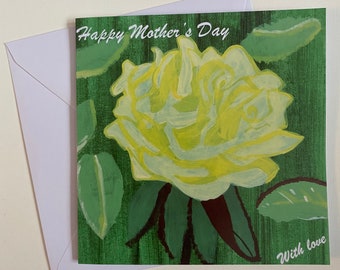 Yellow Rose Card | Etsy